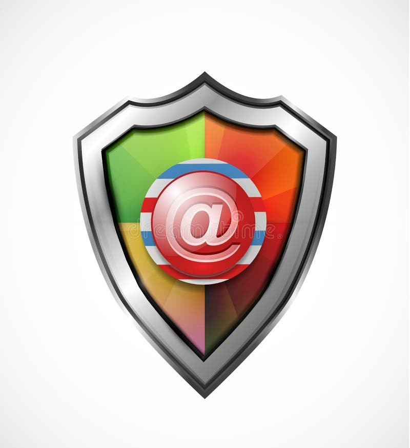 Mail and shield stock vector. Illustration of mail, isolated - 9496850