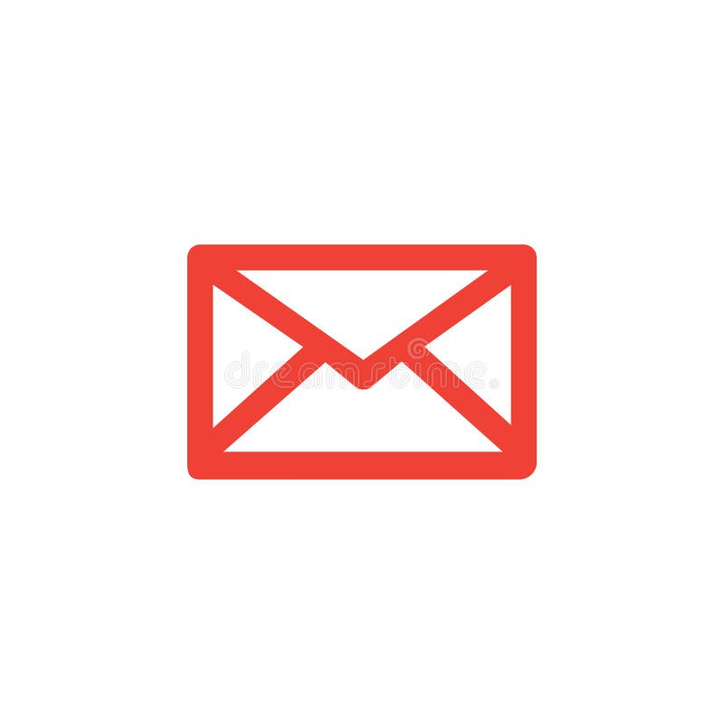 Email Red Icon on White Background. Red Flat Style Vector Illustration ...