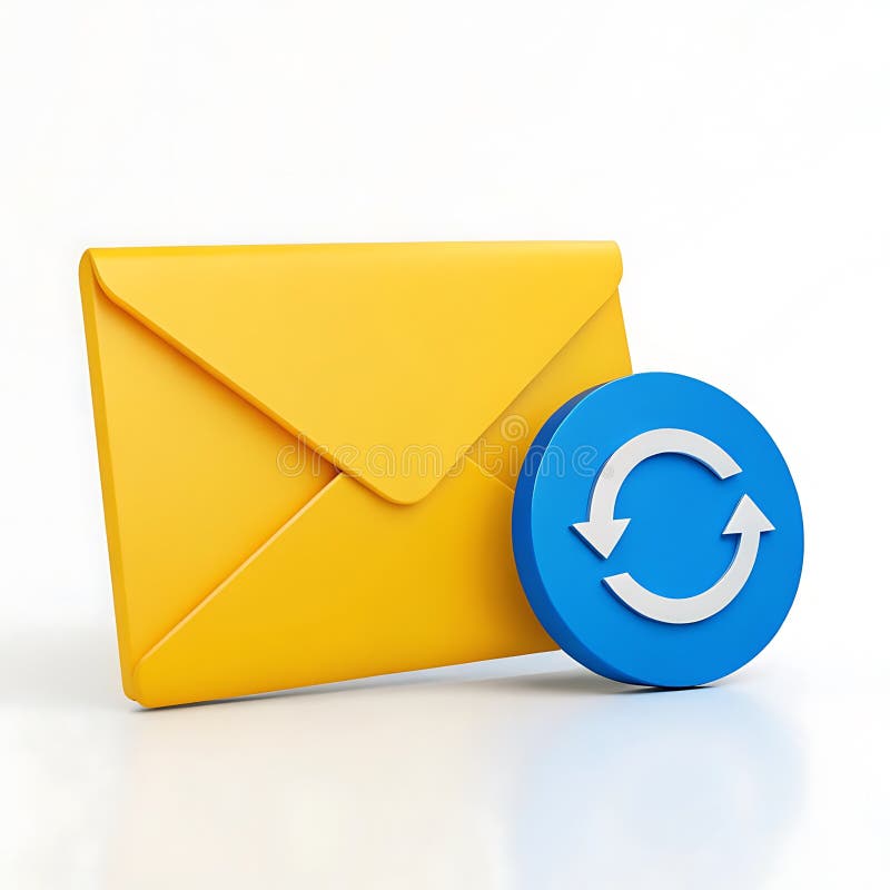 Email Refresh Icon with Yellow Envelope on White Background Stock ...