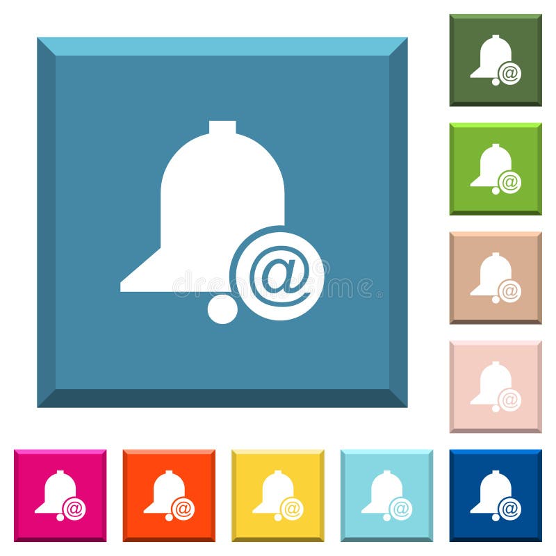 Email Reminder White Icons on Edged Square Buttons Stock Vector ...