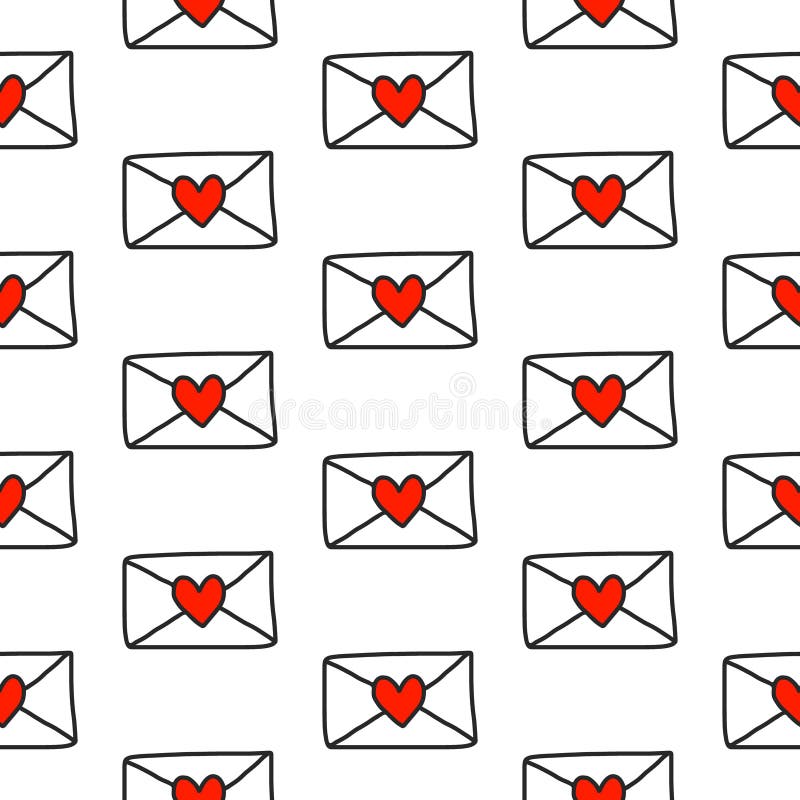Email seamless pattern stock vector. Illustration of heart - 120767463