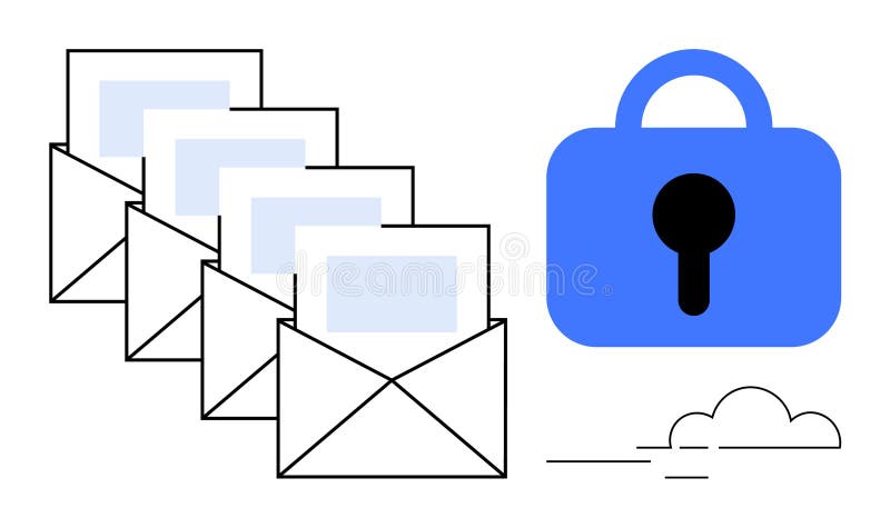 Email Security Concept with Lock Symbol and Envelopes Stock Vector ...
