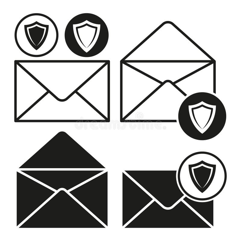 Email Security Icons. Envelope Shield Symbols. Privacy Assurance ...