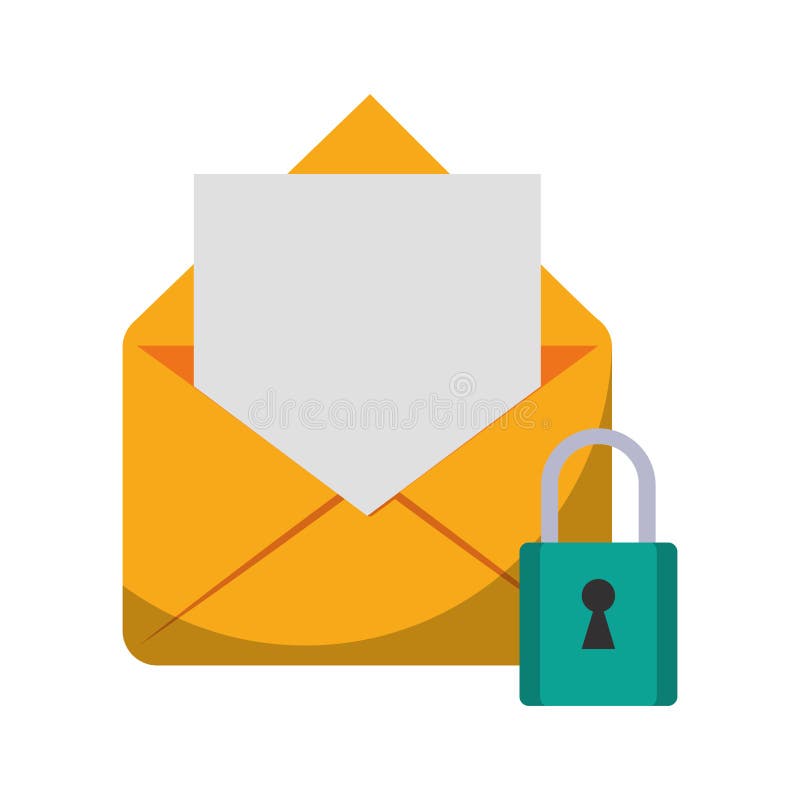 Email Security Padlock Symbol Vector Illustration Stock Vector ...