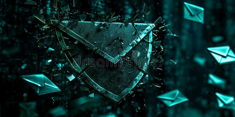 Email Security Shield Broken Stock Illustration - Illustration of ...