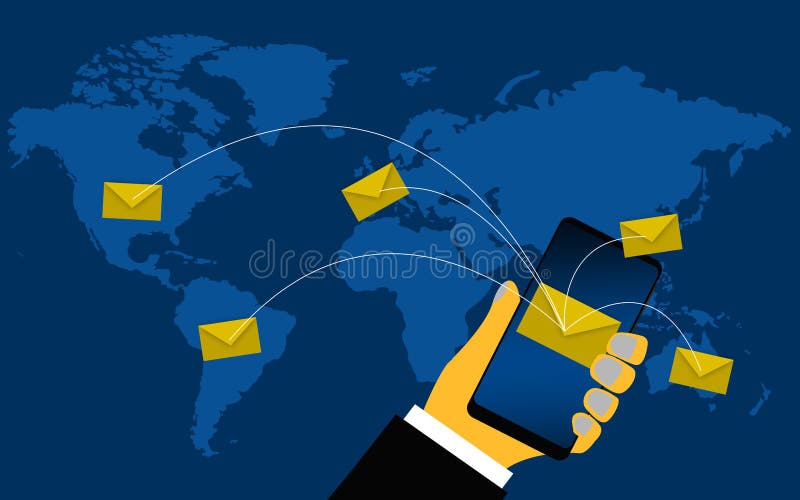 Sending Email Around The World Stock Vector - Illustration of colors ...