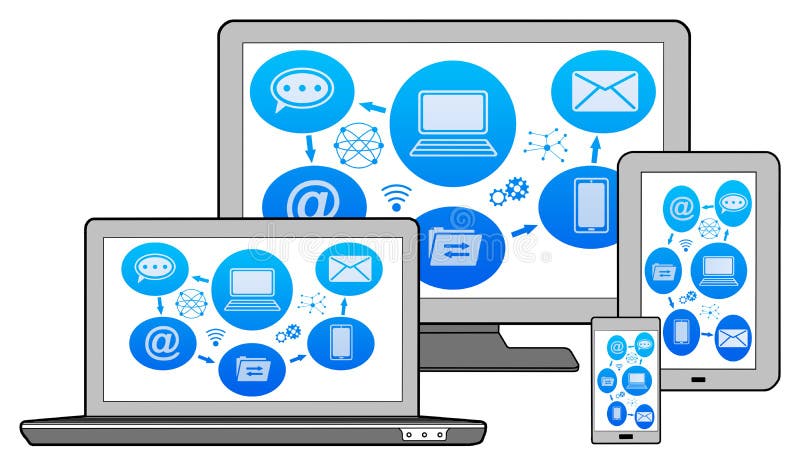 Email Sending Concept on Different Devices Stock Illustration ...