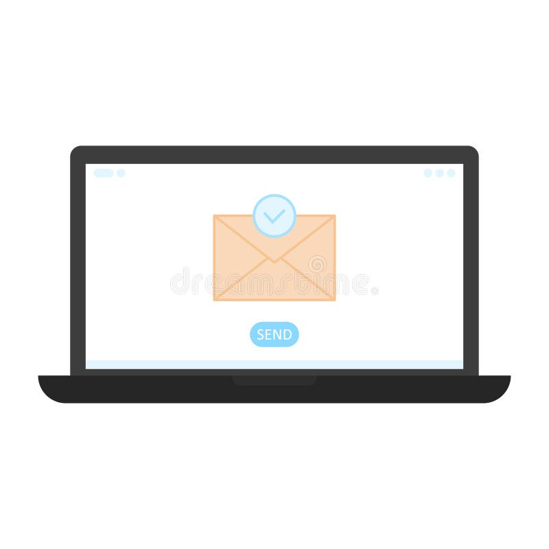 Email Sending Concept. Sending Email on the Laptop Screen Stock Vector ...