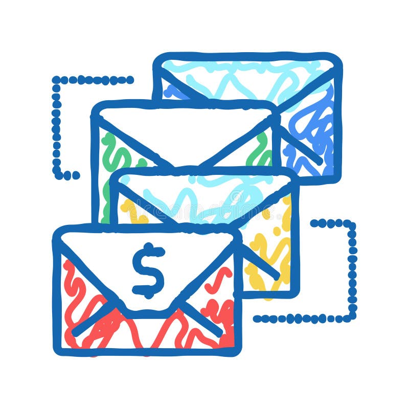 Email Sequence Icon Doodle Illustration Stock Vector - Illustration of ...
