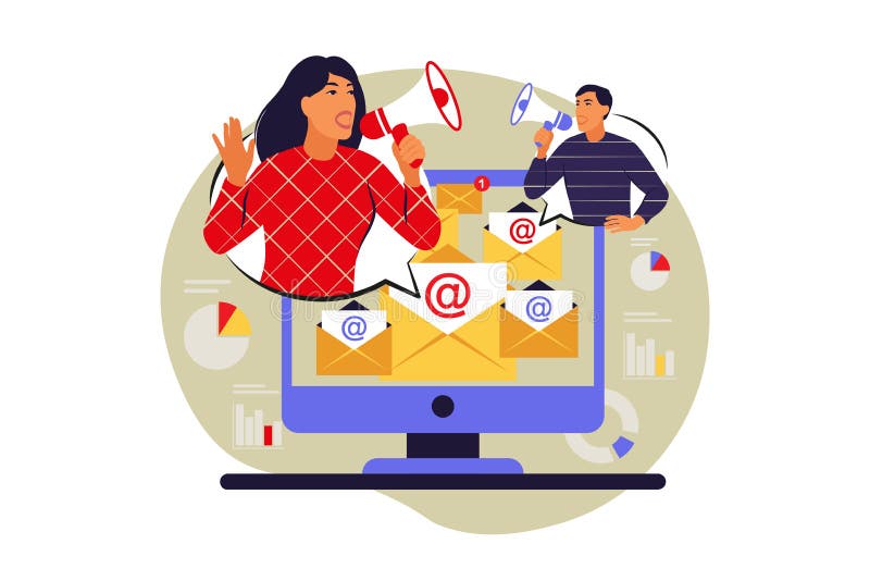 Email Service Concept. Email Marketing. Vector Illustration. Flat Stock ...