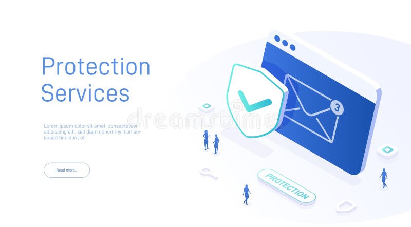 Email Service Security Concept. Creative Vector Isometric Illustration ...
