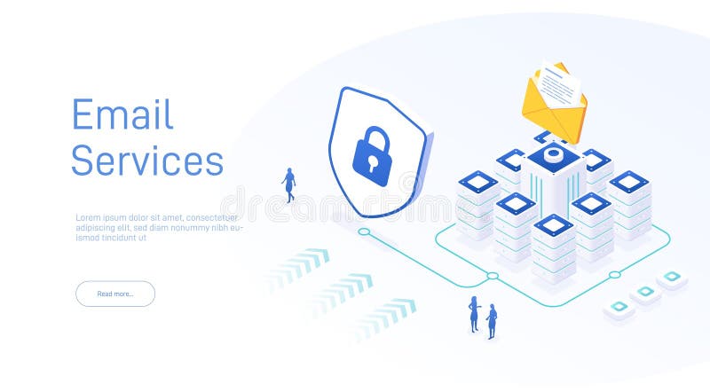 Email Service Security Concept. Creative Vector Isometric Illustration ...