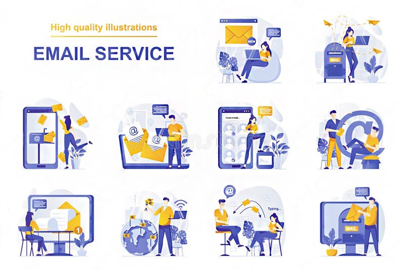 Email Service Web Concept - Flat Style with People Scenes Stock ...