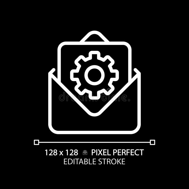 Email Settings Pixel Perfect White Linear Icon for Dark Theme Stock ...