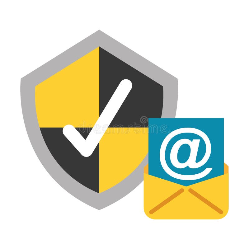 Email Shield Protection Check Mark Data Security Stock Vector ...