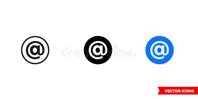 Email Sign Icon of 3 Types Color, Black and White, Outline. Isolated ...