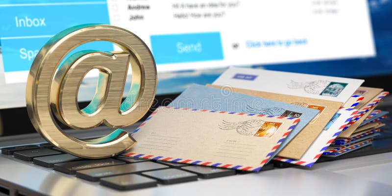 Email Sign and Letters on Laptop Keyboard. E-mail Concept Stock ...