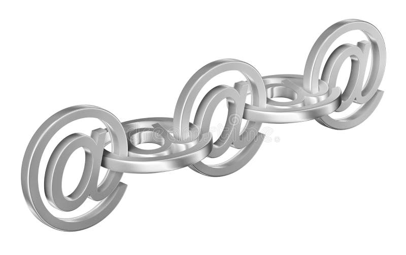 Email sign metal chain 3D stock illustration. Illustration of chain ...