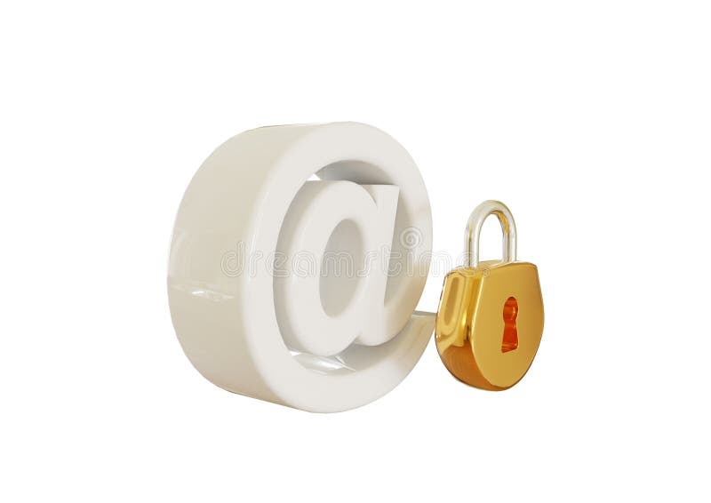 Email Sign with Padlock in Front. Concept of Email, Internet and Data ...