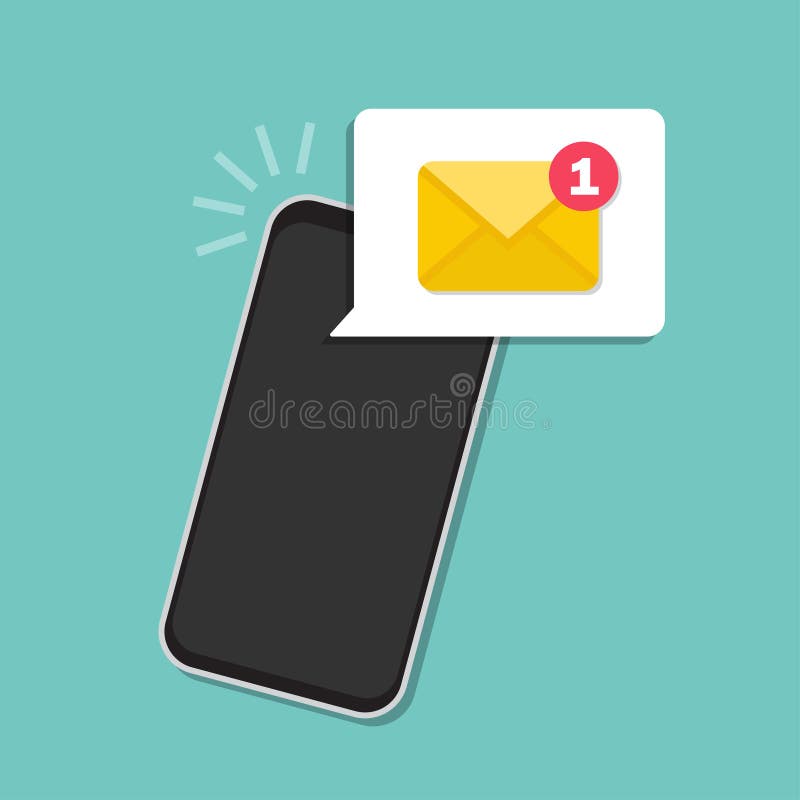 Email Smartphone Notification in a Flat Design. Vector Illustration ...