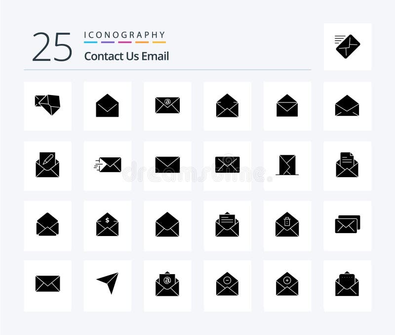 Email 25 Solid Glyph Icon Pack Including Mail Mail Mail Envelope Edit ...