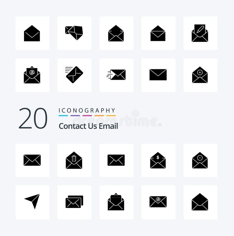 20 Email Solid Glyph Icon Pack Like Email Compose Mail Open Mail Stock ...