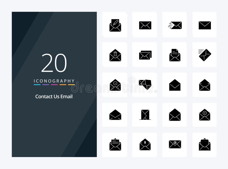 20 Email Solid Glyph Icon for Presentation Stock Vector - Illustration ...