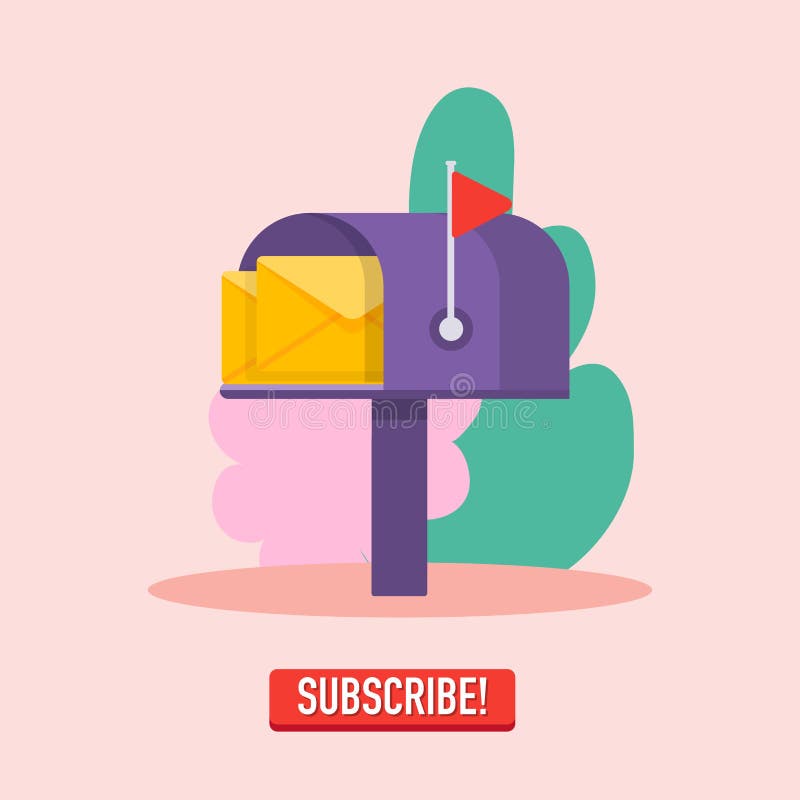 Email Subscribe, Mailbox and Submit Button. Online Newsletter Vector ...