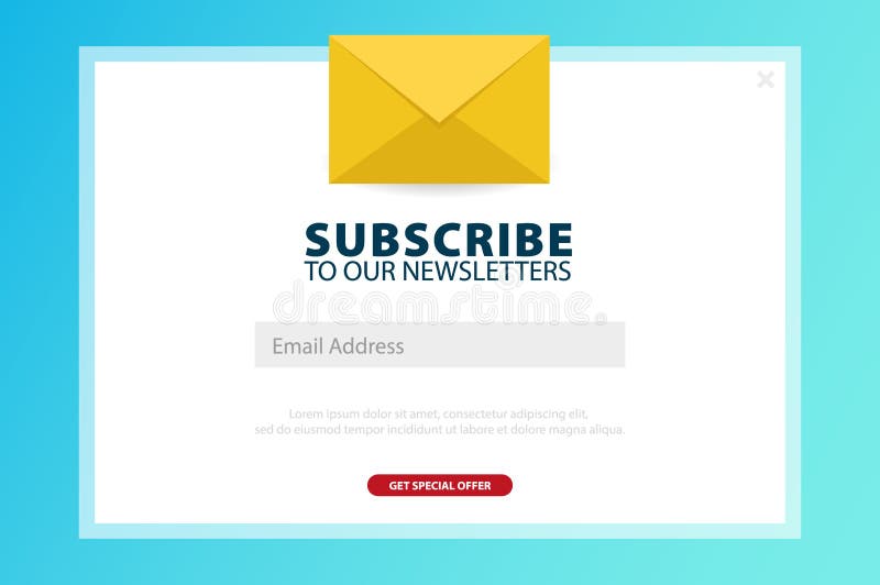 Email Subscribe, Online Newsletter, Submit Button. Envelope and ...