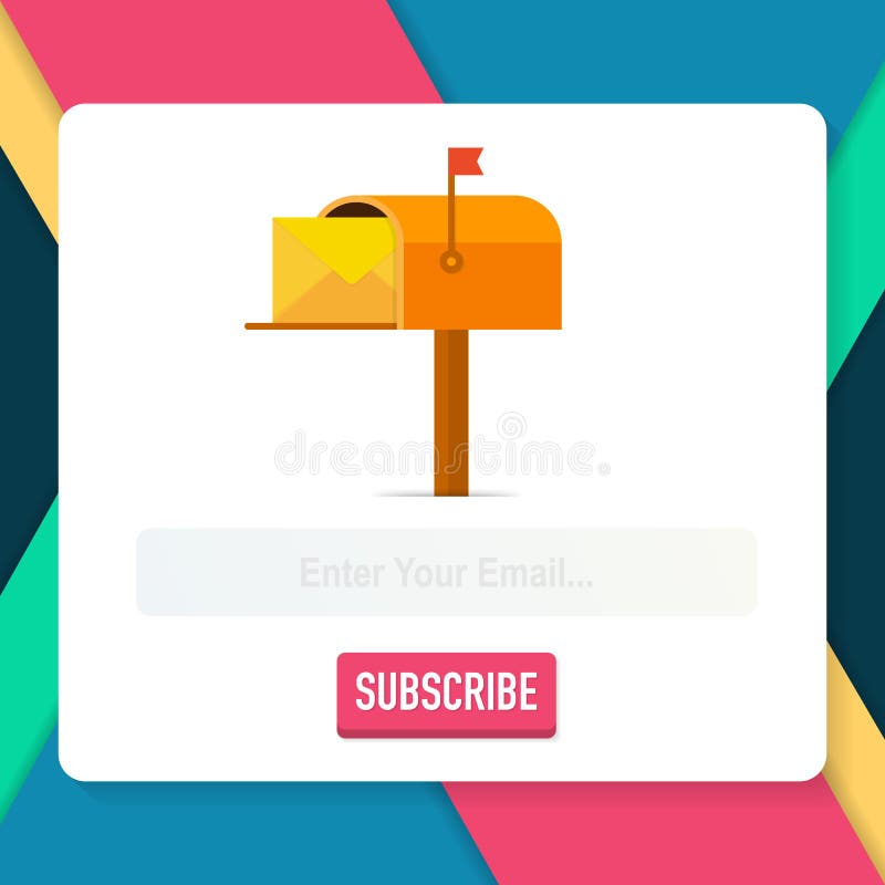 Email Subscribe, Online Newsletter Vector Template with Mailbox and ...