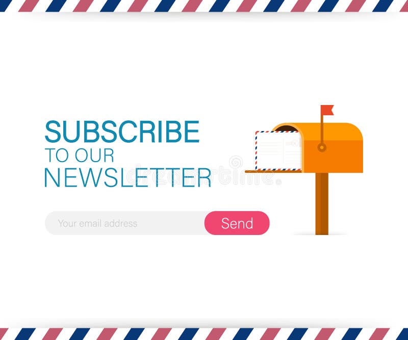 Email Subscribe, Online Newsletter Vector Template with Mailbox and ...