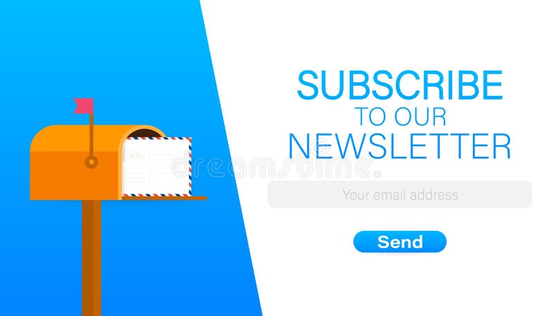 Email Subscribe, Online Newsletter Vector Template with Mailbox and ...