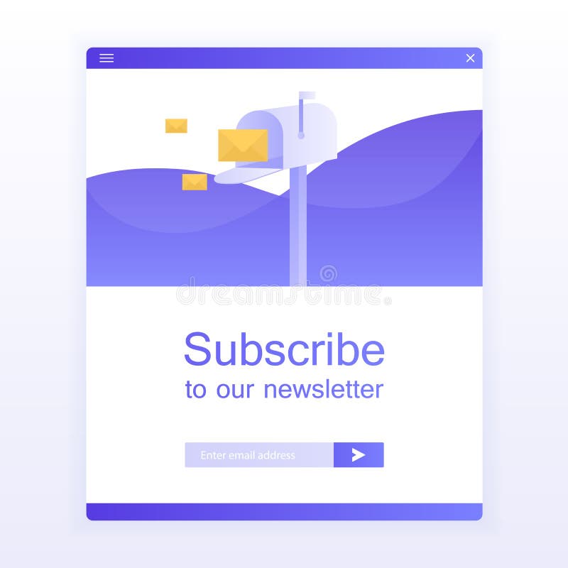 Email Subscribe, Online Newsletter Vector Template with Mailbox and ...