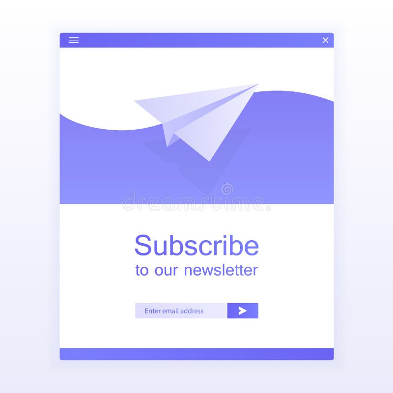 Email Subscribe, Online Newsletter Vector Template with Plane and ...