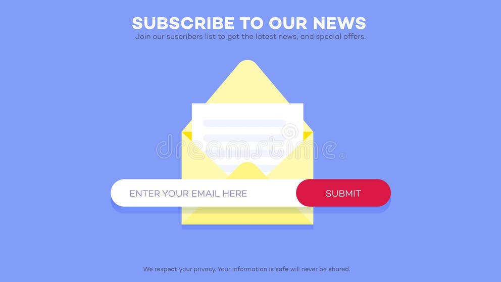Email Subscribe To Latest News. Website Element with E-mail ...