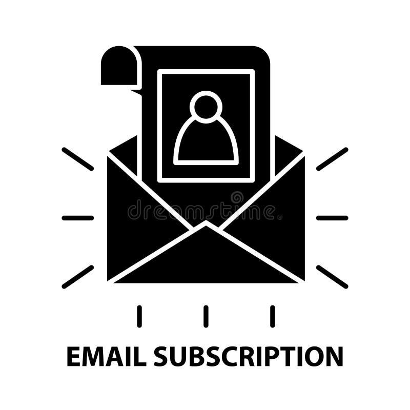 Email Subscription Icon, Black Vector Sign with Editable Strokes ...