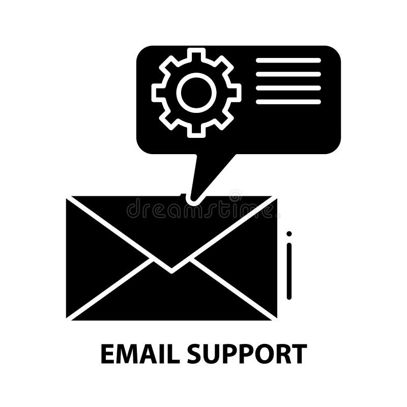 Email Support Icon, Black Vector Sign with Editable Strokes, Concept ...