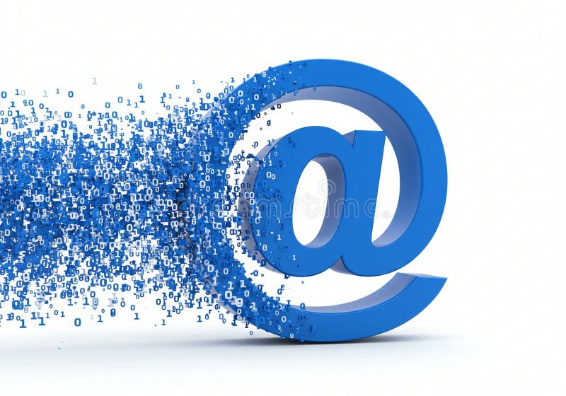 Email Symbol Dispersing into Digital Binary Data Stream Stock ...