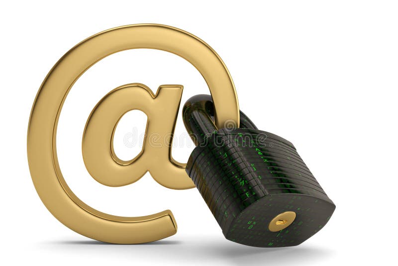 Email Symbol with Lock Isolated on White Background. 3D Illustration ...