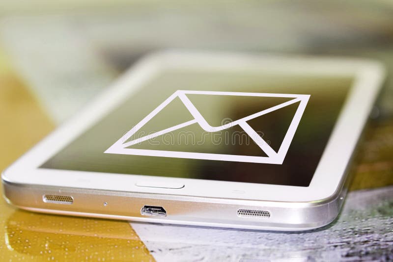 Email Symbol on Screen of Cell Phone . Stock Image - Image of internet ...