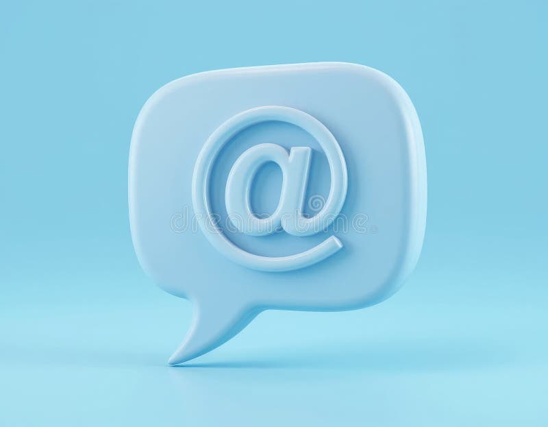 Email Symbol in a Speech Bubble on Light Blue Background Stock ...