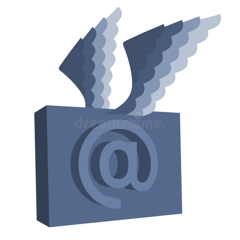 Email symbol with wings. stock vector. Illustration of blue - 27867179