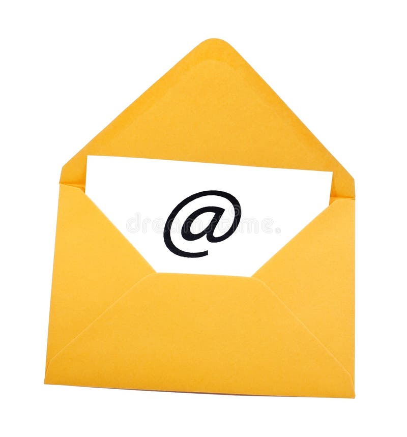 Email Symbol in Yellow Envelope Stock Photo - Image of object, graphic ...