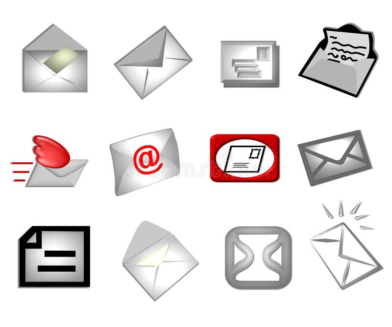 Email and Letter Icon Set, Vector Eps10 Stock Vector - Illustration of ...
