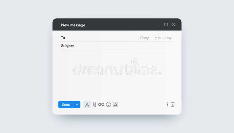 Email Interface. Mail Window Template, Internet Message Isolated Frame ... Email Interface. Mail Window Template, Internet Message Isolated Frame ...
