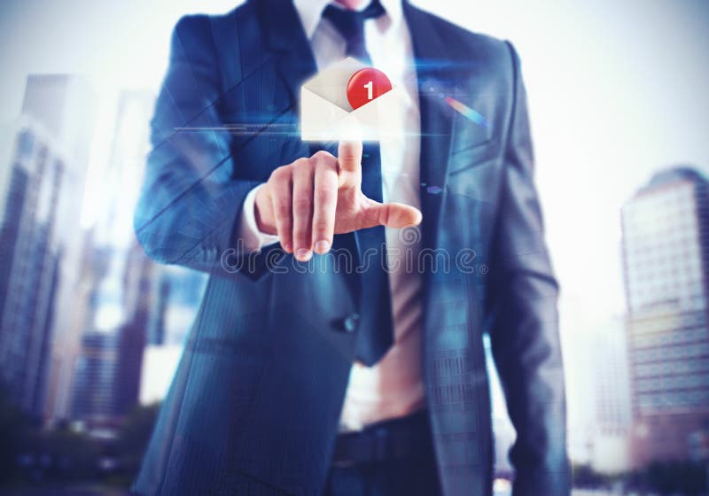 Email Touch Screen Finger Pointing To Envelope Ico Stock Image - Image ...