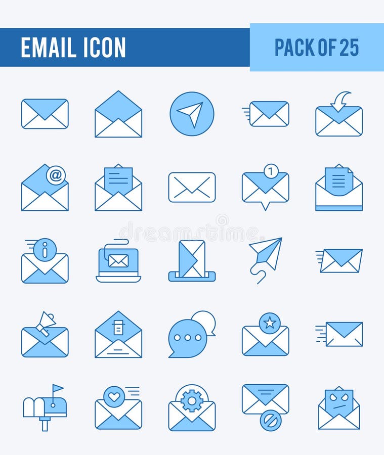 25 Email. Two Color Icons Pack. Vector Illustration Stock Vector ...