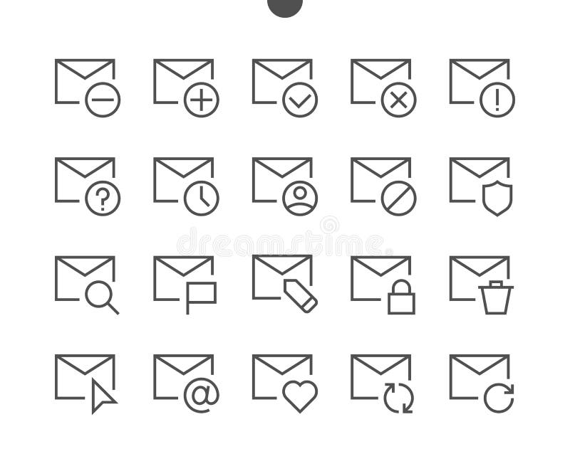 Email Well-crafted Pixel Perfect Vector Thin Line Icons 30 2x Grid for ...