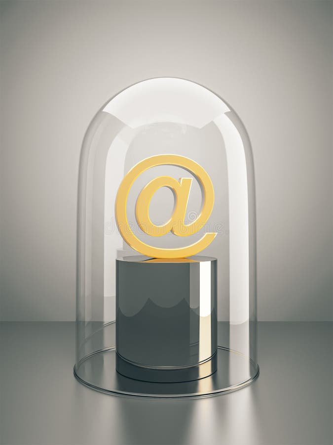 Email under a glass dome stock illustration. Illustration of mail ...