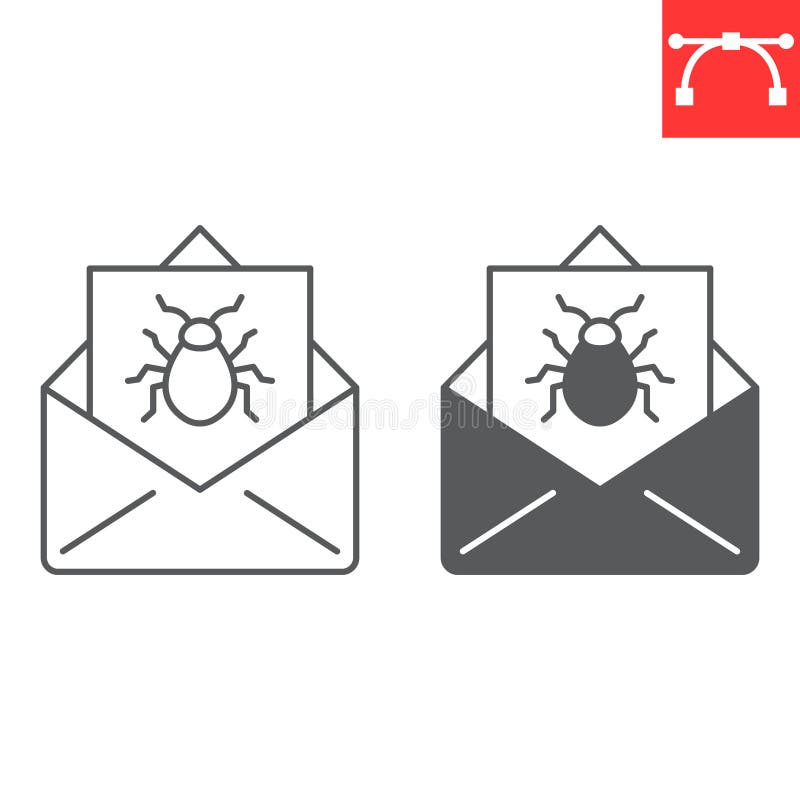 Email Virus Line and Glyph Icon, Security and Protection, Spam Vector ...